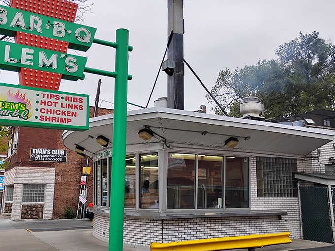 That iconic green and red sign at Lem's has been guiding barbecue pilgrims to smoky heaven for generations.