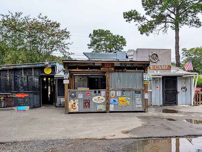 This colorful collection of shacks looks like a beach town had a yard sale and decided to open a restaurant instead.