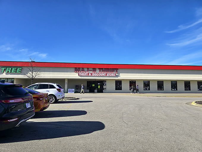 The unassuming storefront of Maj-R Thrift beckons with promises of treasures waiting inside. Thrift magic happens here!