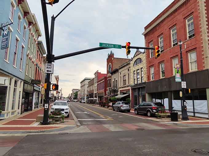 Downtown Muncie's Jackson Street looks like a movie set where small-town America still thrives with colorful storefronts and historic charm.