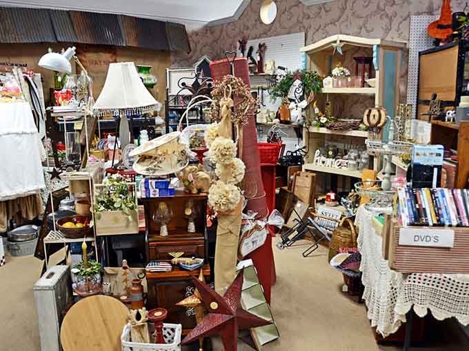 Every corner bursts with treasures waiting to be discovered, from vintage lamps to forgotten collectibles galore.