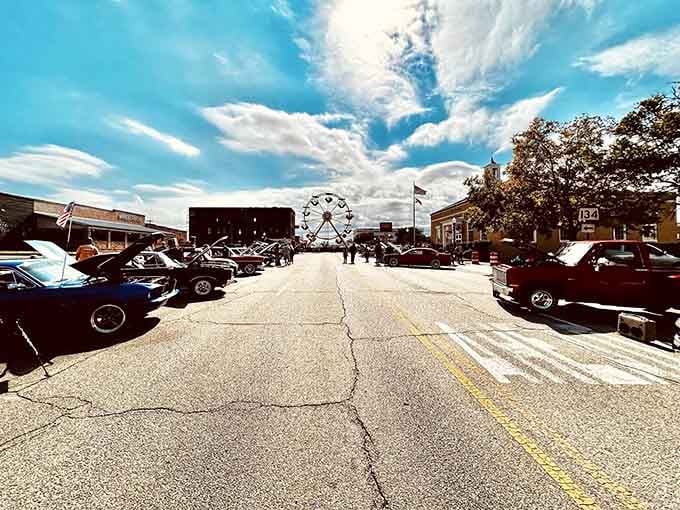 That Ferris wheel in the distance promises small-town fun under skies that look painted by angels.