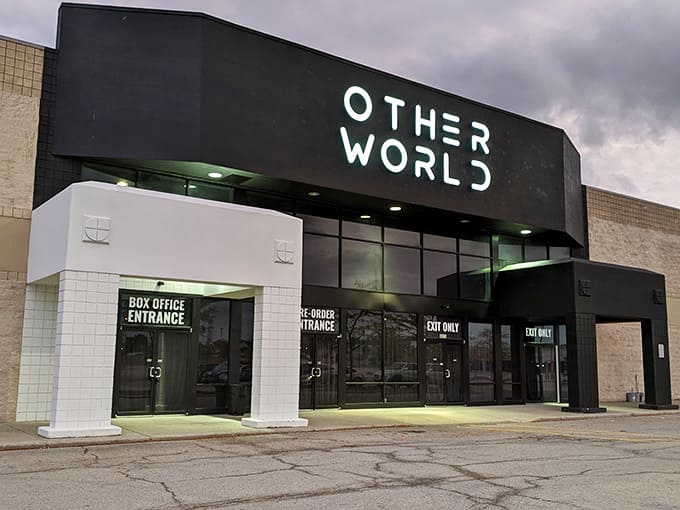 That dramatic stormy sky makes this futuristic entrance look like a portal to another dimension entirely.