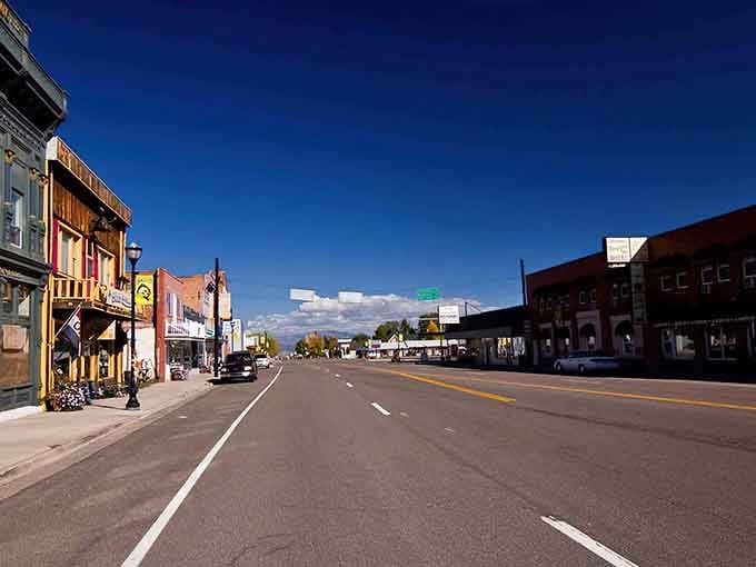 Panguitch's Main Street stretches toward the horizon like a Western movie set waiting for action to unfold.