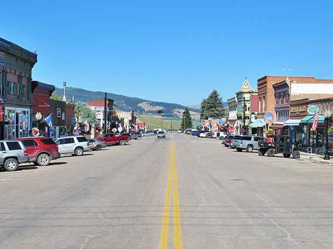 Main Street Philipsburg stretches like a Western movie set where every building tells its own silver-mining story.