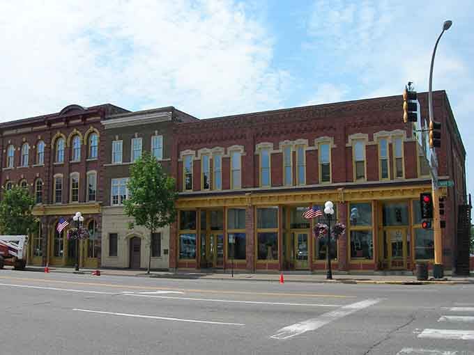 These historic storefronts stand proud like they've been waiting all day to tell you their stories.