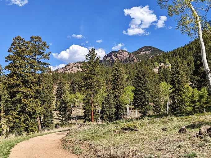 This winding trail through pine and aspen groves leads to mountain views that'll make you forget the city exists.