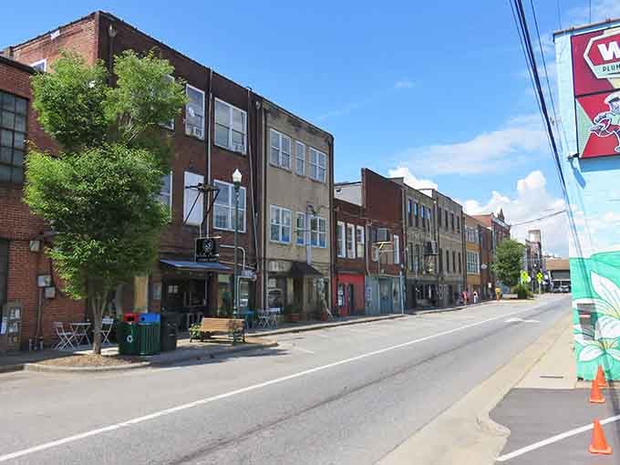 Sylva's historic Main Street looks like a movie set &ndash; because it actually was one! Those brick buildings hold stories and charm galore.