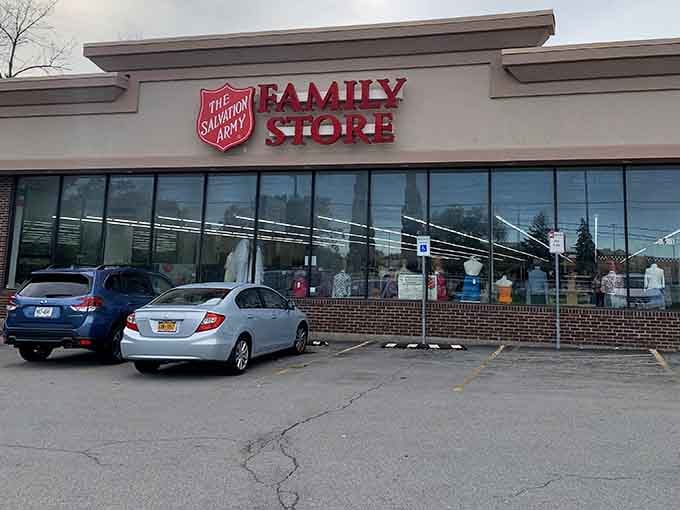 That iconic red shield means bargains await inside this spacious Rochester treasure trove of secondhand wonders.