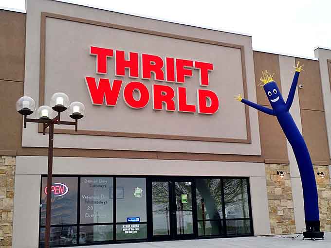 That cheerful blue dancing tube man knows what's up: Thrift World delivers serious shopping joy and unbeatable deals daily.