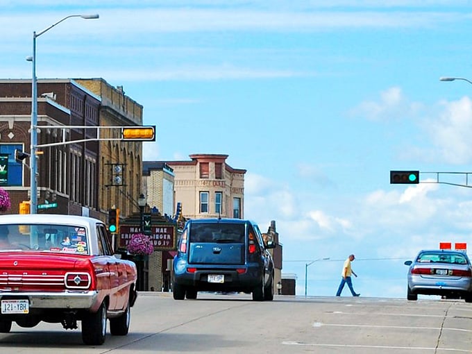 That classic red pickup tells you everything about this town – authentic, timeless, and built to last.