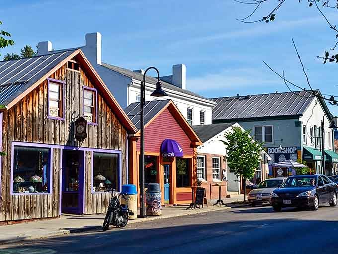 Yellow Springs' colorful storefronts invite you to explore, like a treasure hunt where every shop promises a new discovery.