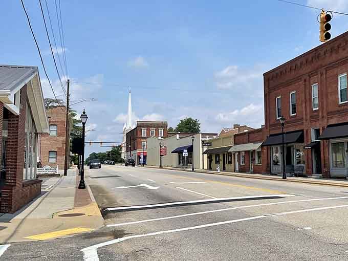 This classic Main Street scene proves small-town charm doesn't need a Hollywood budget to shine beautifully.