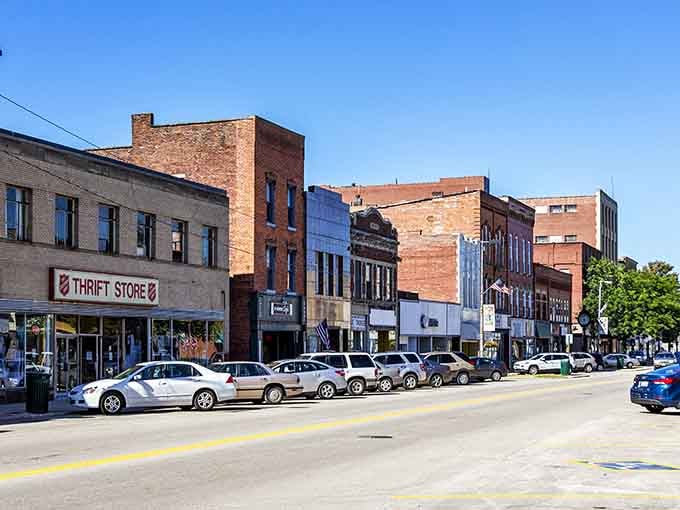 Wide streets and angle parking make this downtown wonderfully accessible, proving small-town convenience never goes out of style.