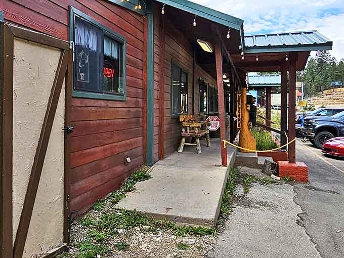 The weathered wood and mountain charm of Big Daddy's Diner promises comfort food that sticks to your ribs.
