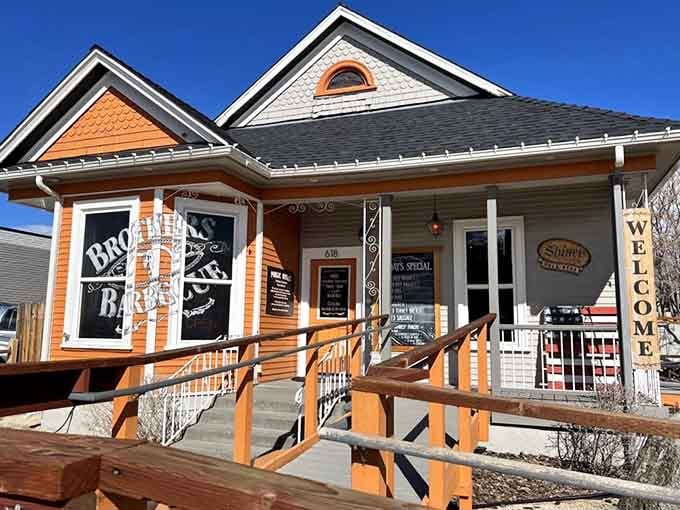 That orange and gray exterior isn't just pretty &ndash; it's a smoke signal to BBQ lovers that serious flavor awaits inside Brothers Barbecue.