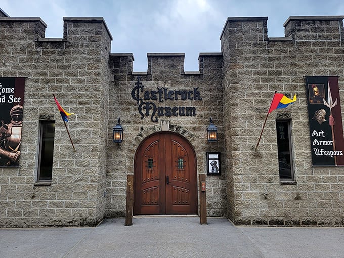 Those castle walls aren't just for show! Castlerock Museum's entrance, complete with colorful banners, promises a journey to medieval times.