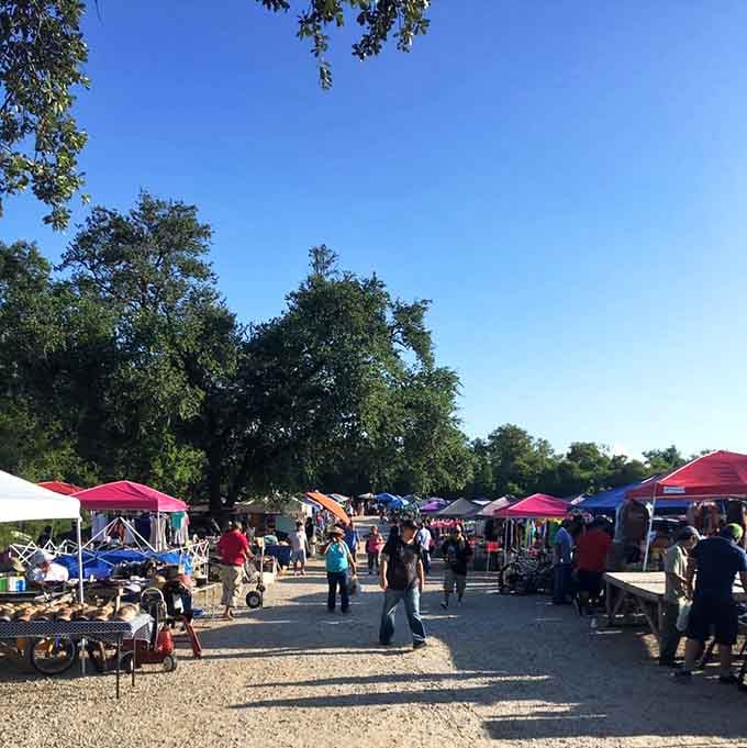 Under the shade of oak trees, vendors spread their wares like a weekend treasure hunt for the whole family.
