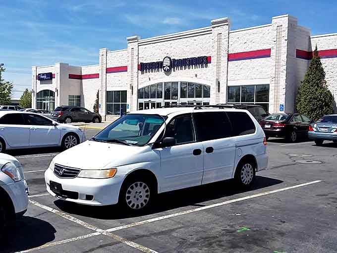 Deseret Industries' spacious parking lot hints at the vastness within. This isn't just thrifting&mdash;it's an expedition into the land of secondhand wonders.