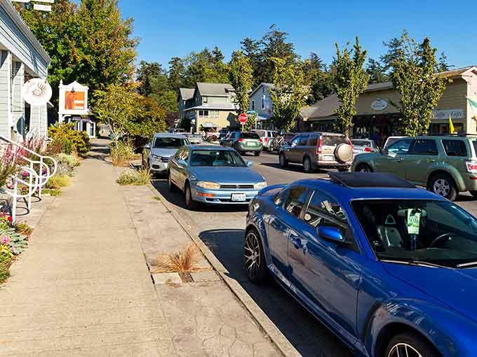 The village street slopes gently upward, lined with shops that haven't changed much since your parents' honeymoon.