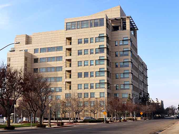 Modern architecture meets Central Valley sunshine in Fresno's revitalized downtown, where affordable living actually exists in California.