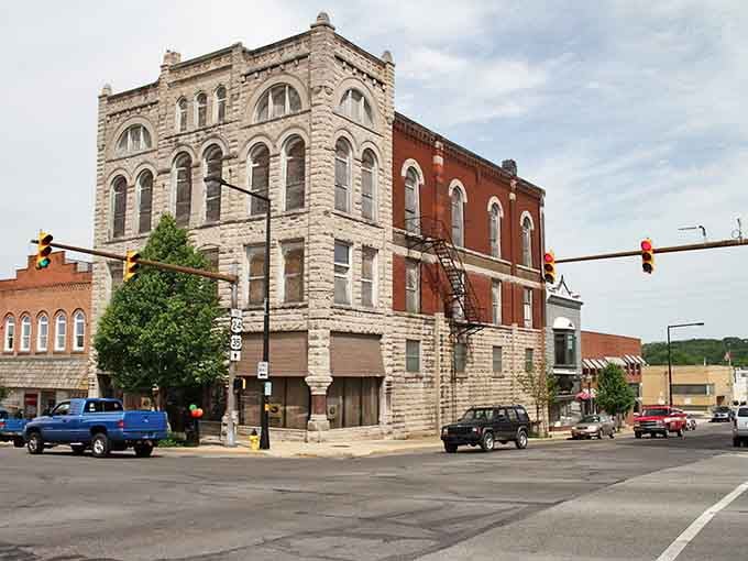 Timeless architecture meets small-town affordability at this Logansport intersection, where history and value shake hands daily.