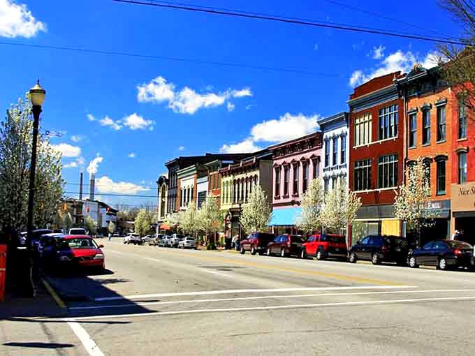 These perfectly preserved storefronts whisper tales of riverboat days and simpler times along the Ohio.