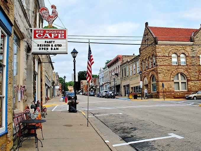 That Red Rooster Cafe sign beckons like a friendly neighbor inviting you in for coffee and conversation.