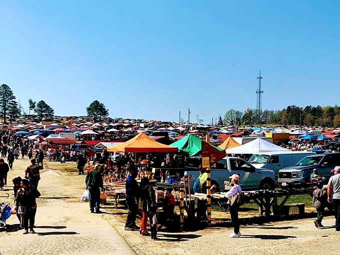 This sea of vibrant canopies looks like a carnival for bargain hunters with endless possibilities ahead.