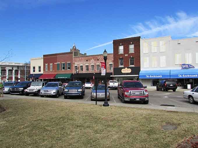 The town square beckons with its mix of architectural styles, each building standing shoulder-to-shoulder like old friends.