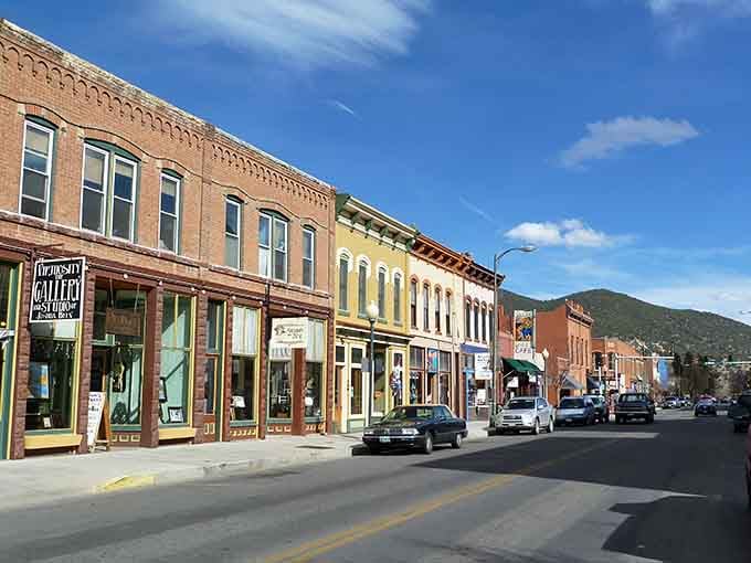 Look at those cheerful painted storefronts, like a box of crayons came to life.