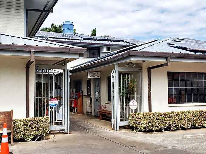 A simple entrance that leads to extraordinary flavors. This humble doorway is the gateway to some of Wailuku's most beloved dry mein.