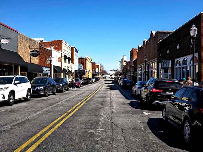 Wide streets and blue skies frame a downtown that remembers when neighbors actually knew each other's names.