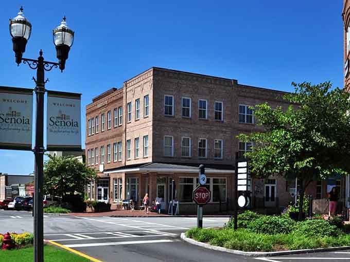 Those classic storefronts and vintage lampposts whisper stories of small-town life that Hollywood can't resist filming.