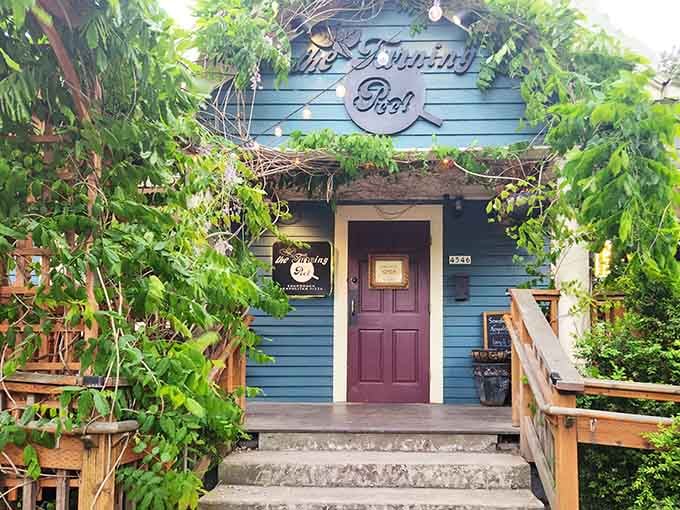 The Turning Peel Pizza: Nature's trying to hug this pizza joint! The lush greenery says "come in, stay awhile" before the aroma does.