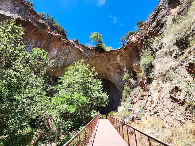The paved walkway leads you into nature's own architecture studio where water sculpted masterpieces for millennia.