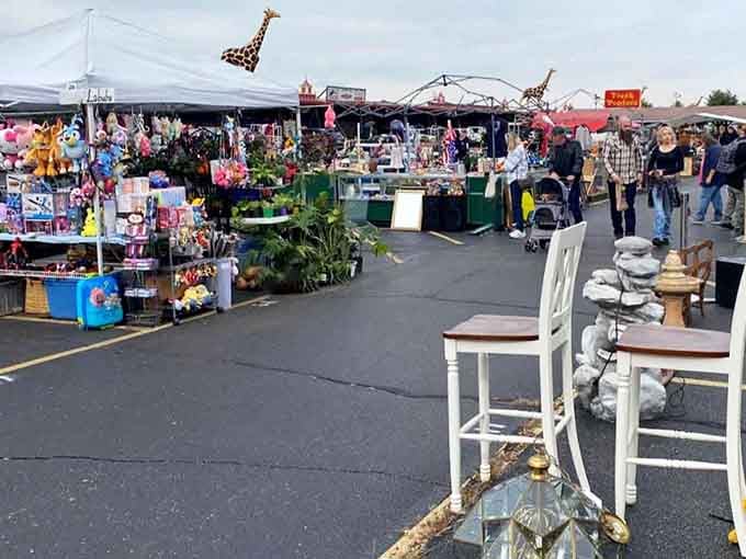 That inflatable giraffe towers over the outdoor stalls, making sure you never forget where you parked your car.