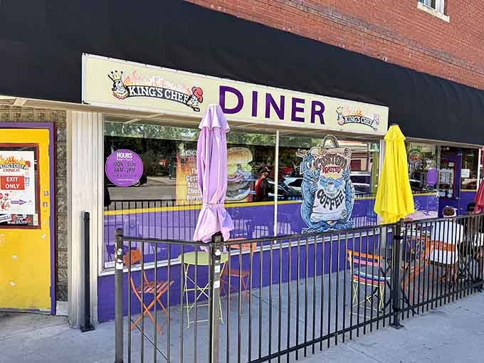 That purple and yellow color scheme isn't shy about making a statement on the Colorado Springs streetscape.