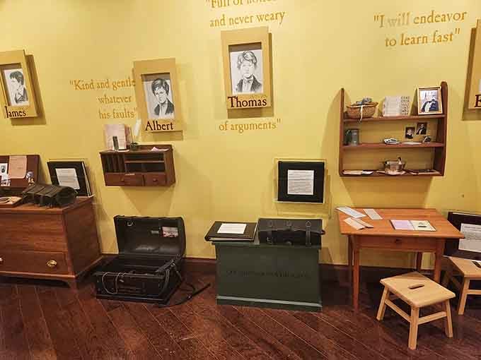 Where future governors learned their ABCs, this charming schoolroom display brings early Ohio education to life.
