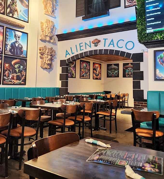 Step inside and suddenly you're dining in the coolest alien cantina this side of the galaxy.