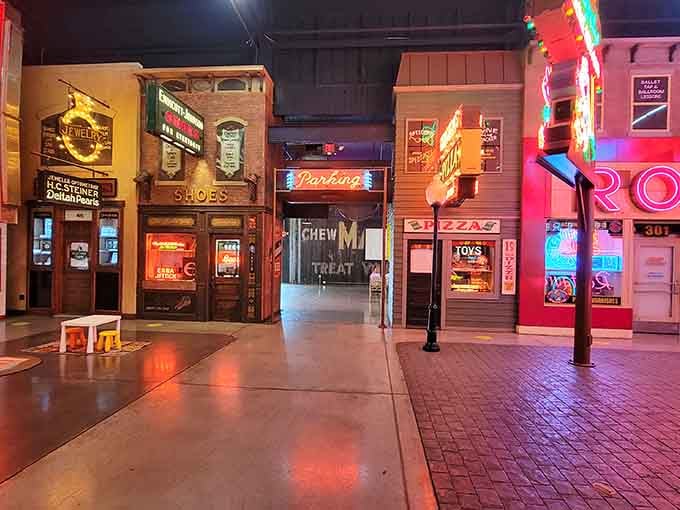 Walking through feels like Main Street USA decided to glow up, literally, with every storefront telling its own story.