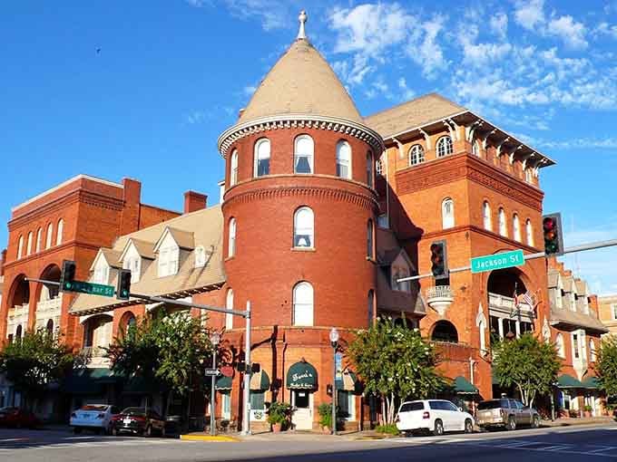 The Windsor Hotel's iconic turret stands tall, reminding everyone that elegance predates overpriced boutique accommodations.