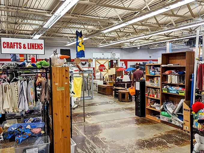 The crafts and linens section stretches before you like an artist's playground waiting to inspire your next project.