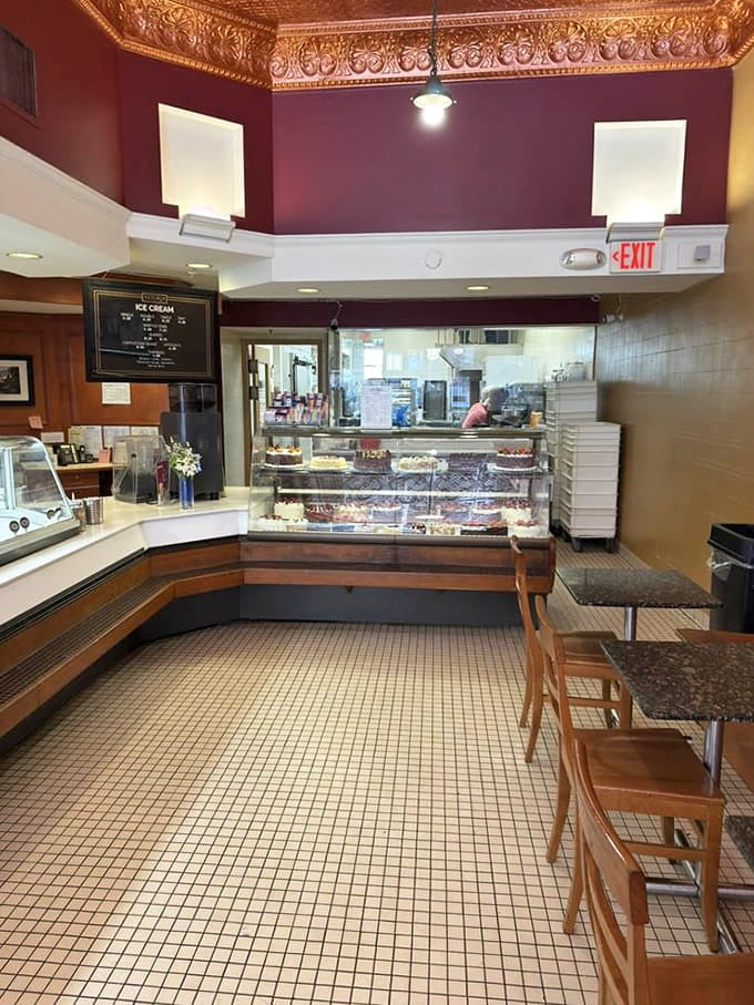 Step inside and the ornate ceiling tells you this place takes pastries seriously, very seriously indeed.