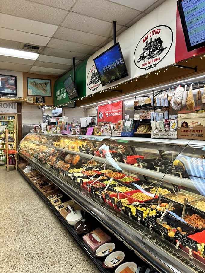 This deli counter gleams with more colorful salads and prepared foods than your nonna's holiday table ever did.
