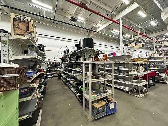 Aisles stretch into infinity, loaded with kitchenware that could equip a budding chef or furnish a college apartment in one fell swoop.