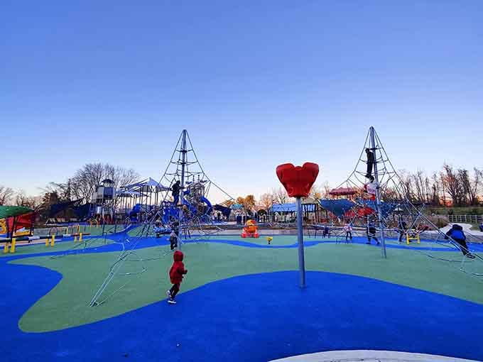 Those pyramid climbing structures aren't messing around, offering kids a chance to channel their inner mountaineer.