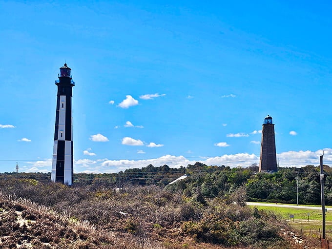The old and new lighthouses share the landscape like generations at a family reunion, each with stories to tell.