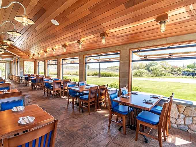 Floor-to-ceiling windows frame marsh views so stunning, you might forget to look at your menu. Might.