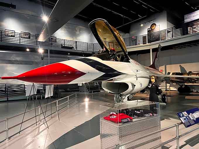 That Thunderbirds F-16 looks ready to launch straight through the ceiling and into your wildest Top Gun fantasies.